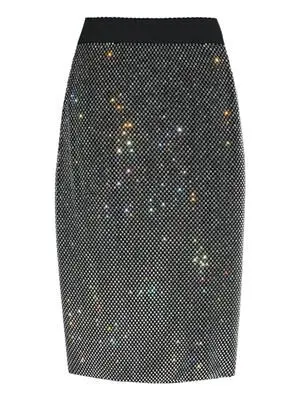 Dolce & Gabbana Dolce Gabbana Embellished Calf-length Mesh Skirt - Silver