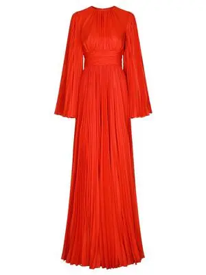 Dolce & Gabbana Slit-sleeved Pleated Gown - Red
