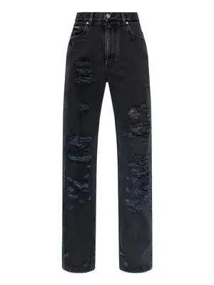 Dolce & Gabbana Dolce Gabbana High-waist Distressed Jeans - Black