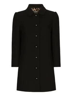 Dolce & Gabbana Logo-engraved Single-breasted Coat - Black