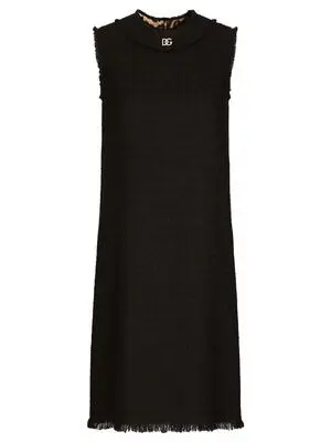 Dolce & Gabbana Dolce Gabbana Dg Logo Raschel Tweed Calf-length Dress - Black