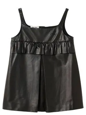 Miu Miu Nappa Leather Mini-dress - Black