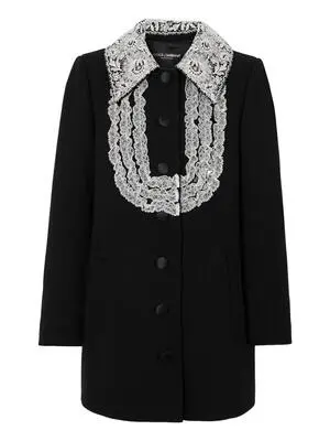 Dolce & Gabbana Bib-collar Virgin Wool-blend Minidress - Black