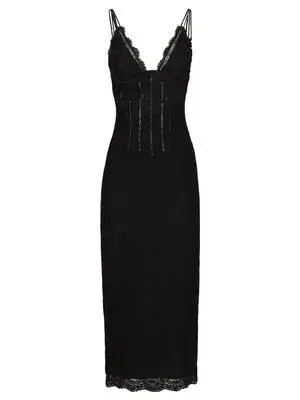 Dolce & Gabbana Dolce Gabbana Lace Calf-length Slip Dress - Black