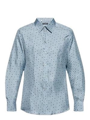 Dolce & Gabbana Dolce  Gabbana Tie Printed Martini-Fit Shirt Blue