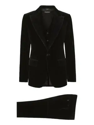 DOLCE & GABBANA Single-breasted 3 Piece Velvet Suit