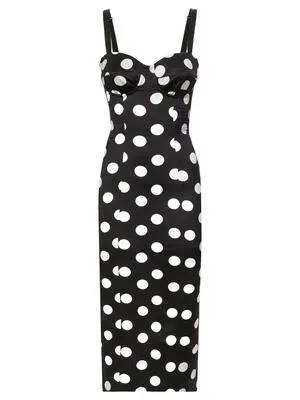 Dolce & Gabbana Dolce Gabbana Polka Dot Printed Sleeveless Dress - Black