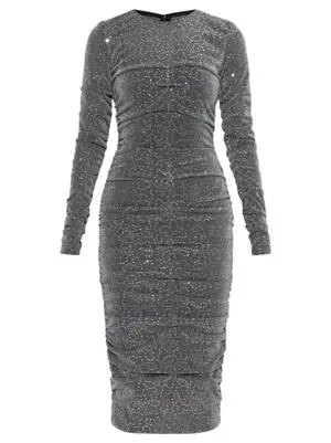 Dolce & Gabbana Dolce Gabbana Sequined Draped Calf-length Dress - Silver