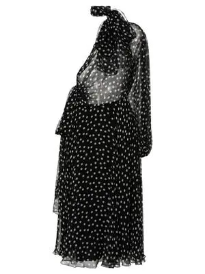 Dolce & Gabbana Dolce Gabbana Polka Dot Printed Semi-sheer Midi Dress - Black