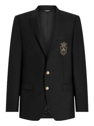 Dolce & Gabbana Dolce Gabbana Heraldic Patch Single-breasted Jacket - Black