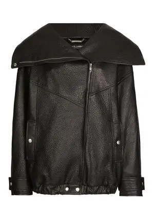 Dolce & Gabbana Dolce Gabbana Oversized Biker Jacket - Black