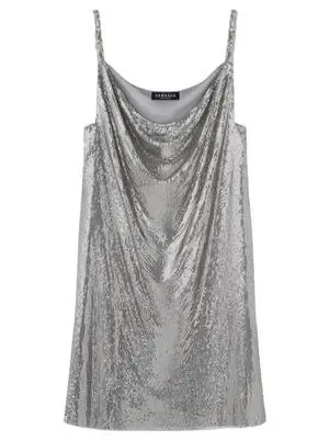 Versace Medusa Metal Mesh Mini Dress - Silver