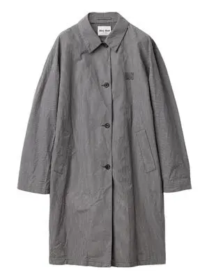 Miu Miu Single-breasted Gingham Check Trench Coat - Grey