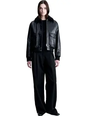 A.p.c. Amelia Jacket Leather Bomber Jacket - Black