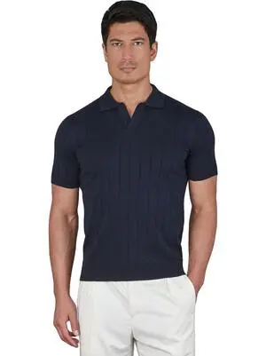 PAUL JAMES Cotton Selection Buttonless Polo Shirt - Navy
