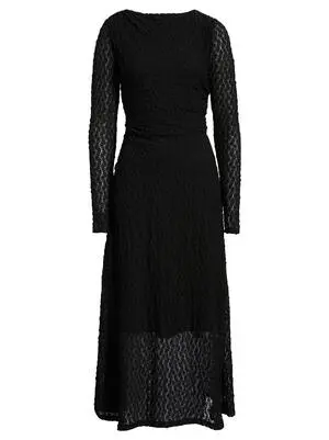 Nordstrom Lace Long Sleeve Midi Dress - Black