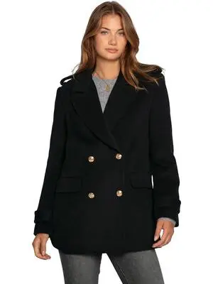 BELLE & BLOOM Harbour Military Wool Blend Pea Coat - Navy