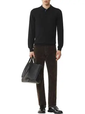 LANVIN Classic Polo Shirt In Merino Wool - Black