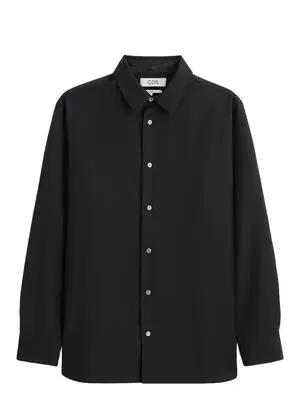 Cos Relaxed Wool-twill Shirt - Black