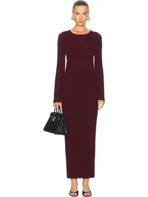 LISA YANG Esme Dress In Wine - Deep Plum