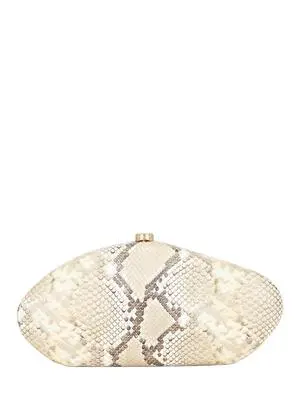 Cult Gaia The Caldera Clutch In Cream - Faded Python