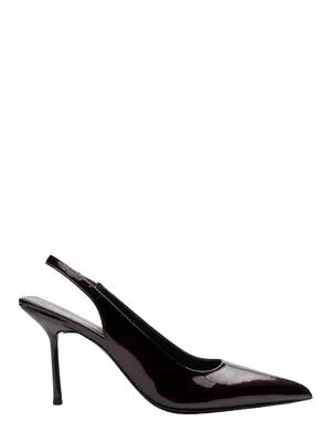 LEATHERE Burgundy Patent Leather Pointed Toe Slingback Heels Burgundy Laredo - Black/red