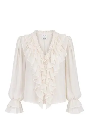 34B Neutrals Felise Ruffle Blouse