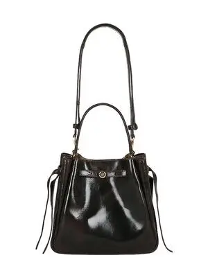 Tory Burch Romy Distressed Bucket Bag In Brown - Dark Brown