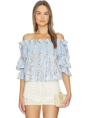 Agua Bendita Isla Navegante Blouse In Blue - Multicolor