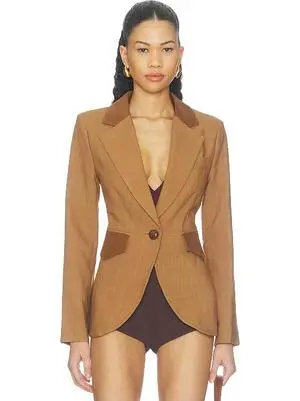 Smythe Blocked Seamed Blazer In Brown - Saddle