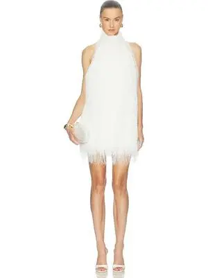 AEXAE Polyester Fringe Halter Mini Dress - Cream