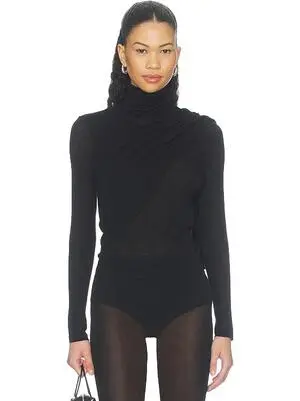 Enza Costa Sheer Cashmere Jersey Bandana Turtleneck - Black
