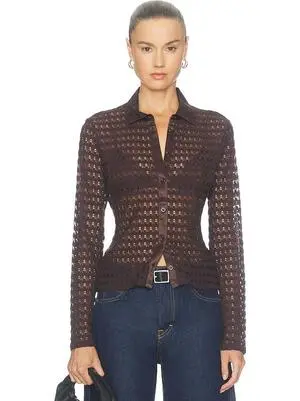 FRAME The Bubble Stitch Shirt In Brown - Chestnut