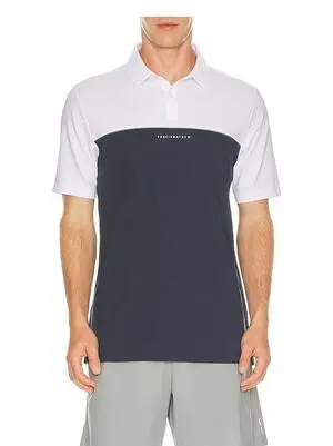 Travis Mathew Featherweight Colorblock Polo In Blue - White