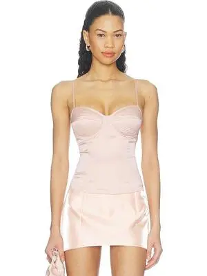 Courtney Zheng Satin Bullet Bra Top - Pink