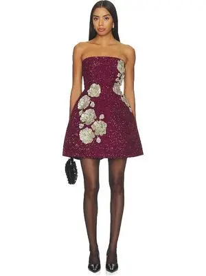 LA FUORI Midnight Rosette Dress In Red - Cherry Red
