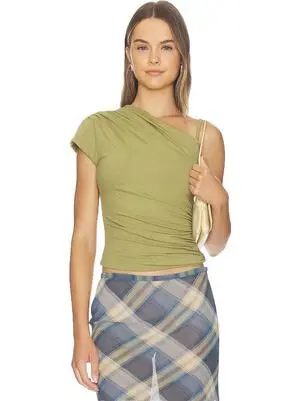 MADISON THE LABEL Charlotte Top In Green - Fern