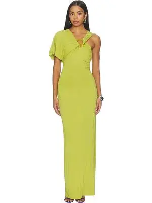 Misha Collection Ona Asymmetrical Dress In Green - Matcha