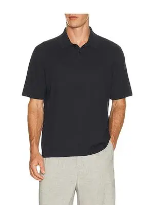 LISA YANG Keir Sweater Short Sleeve Polo In Blue - Navy