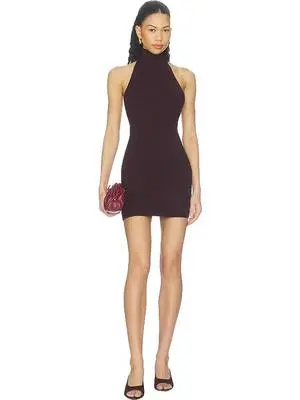 LOVERS AND FRIENDS Ennie Mock Neck Dress In Burgundy - Wine