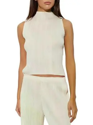 Issey Miyake Monthly Colors: August Pleated Sleeveless Top - Neutrals