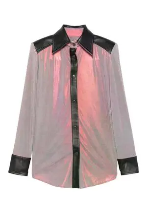 MITILIANE COUTURE Holographic Leather-trimmed Shirt - Red