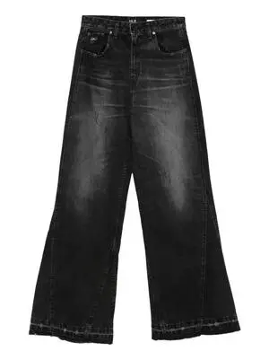 LOIS Skater Flare Distressed Flared Jeans - Black