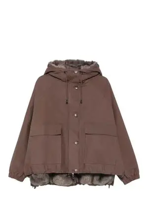 VALENTINI 1972 Faux-fur-trim Hooded Coat - Brown