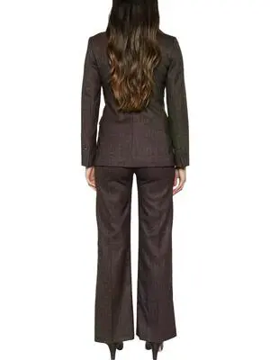 VELA SHOP Herringbone Double-breasted Suit - Brown
