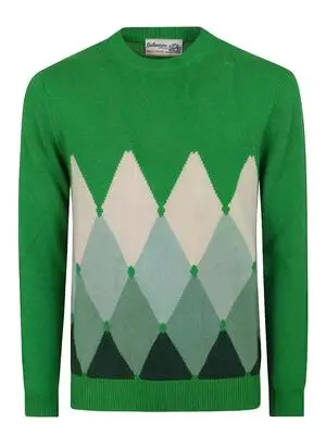 BALLANTYNE Argyle-knit Cashmere Sweater - Green