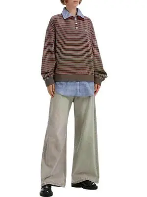 TOUT A COUP Striped Layered-effect Sweater - Red