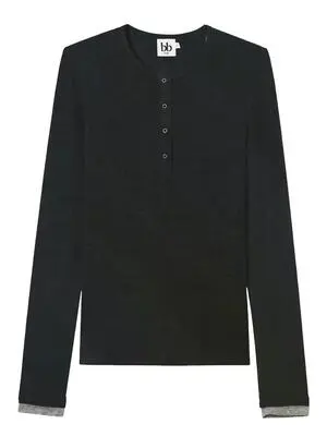 B+AB Long-sleeve Henley T-shirt - Grey