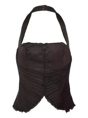 STOLEN STORES Plissé Halterneck Top - Black