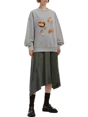 B+AB Asymmetric Panelled Midi Skirt - Grey